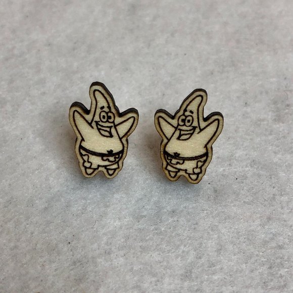 SpongeBob Squarepants | Jewelry | Patrick Star Spongebob Wood Stud ...